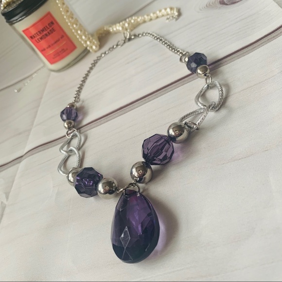 Jewelry | Purple And Silver Statement Necklace | Poshmark